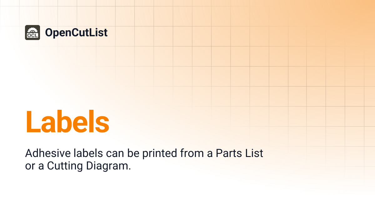 Labels | OpenCutList