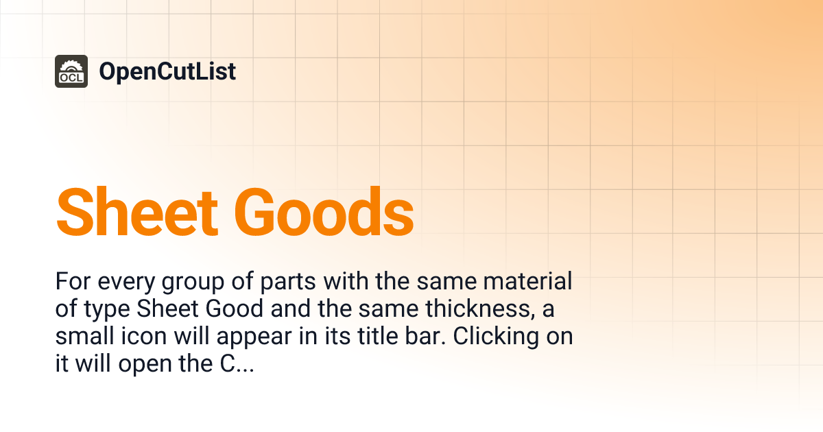 Sheet Goods | OpenCutList