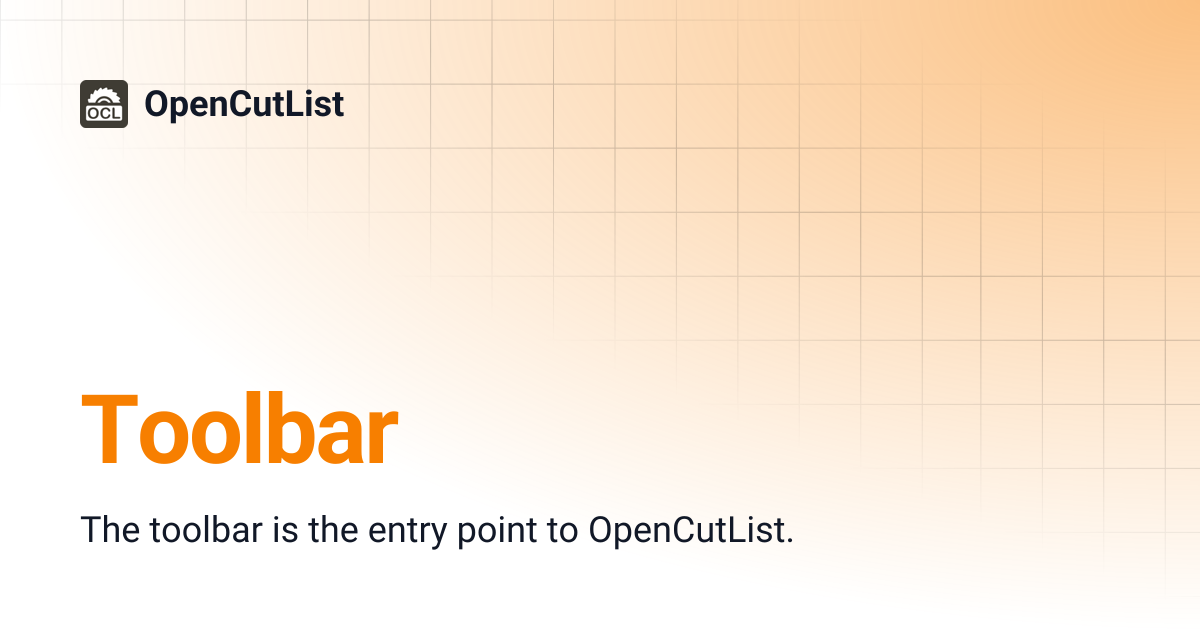 Toolbar | OpenCutList