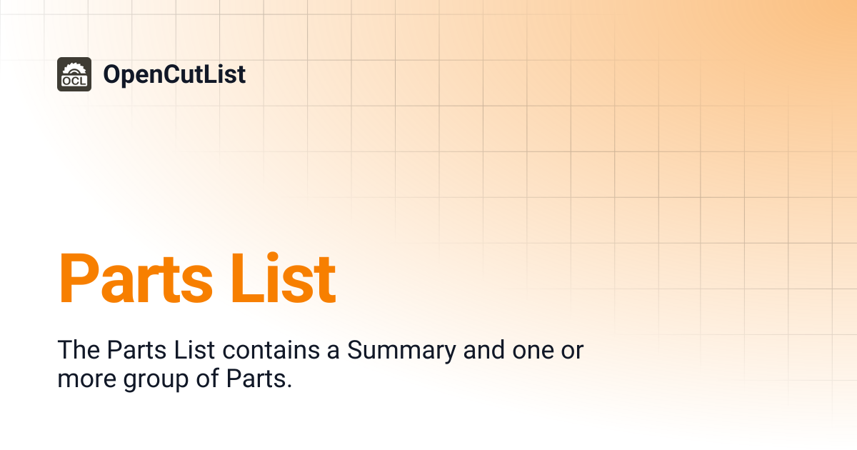 Parts List | OpenCutList