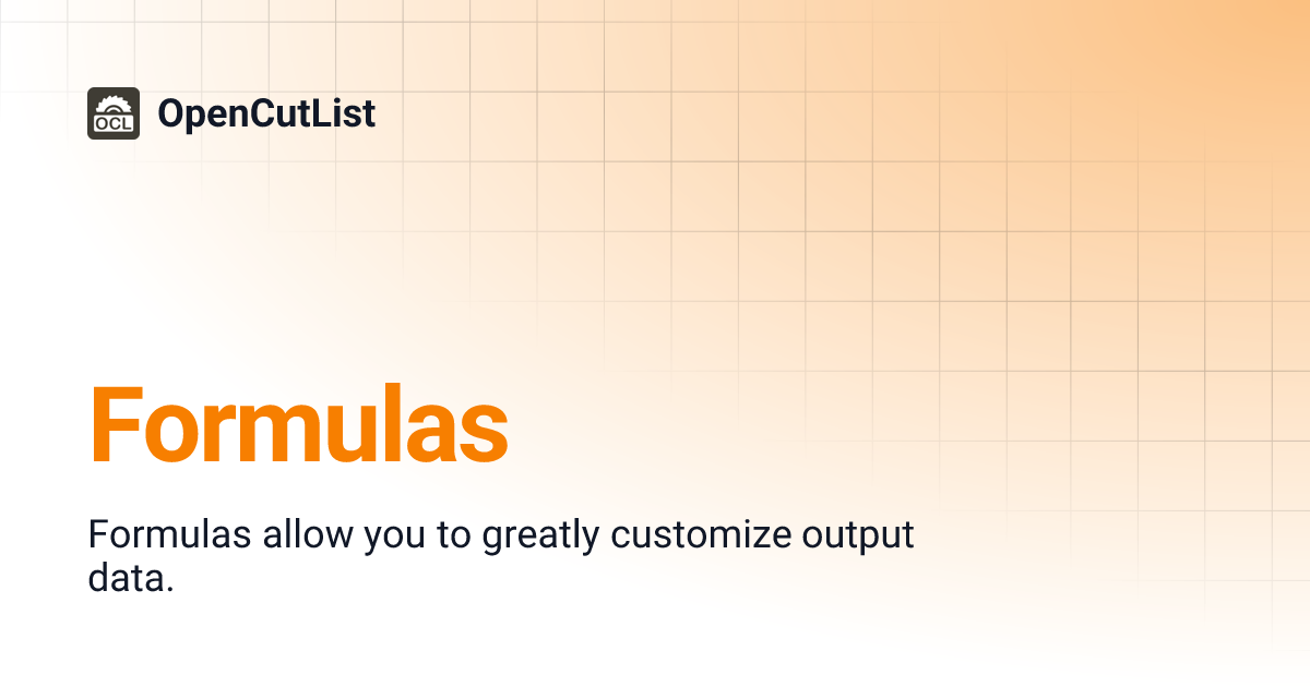 Formulas | OpenCutList